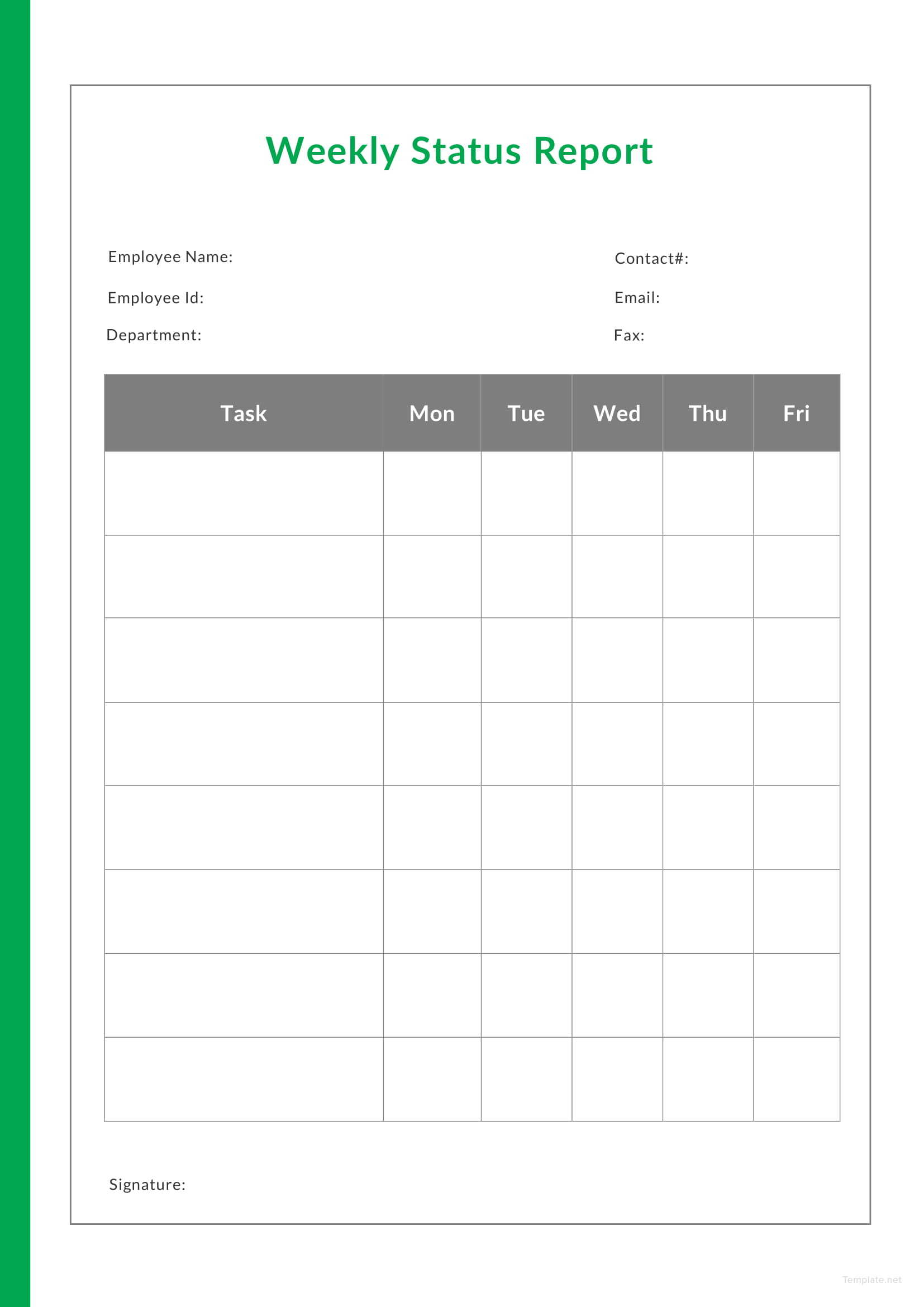 Sample Weekly Status Report Template In Microsoft Word Apple Pages 