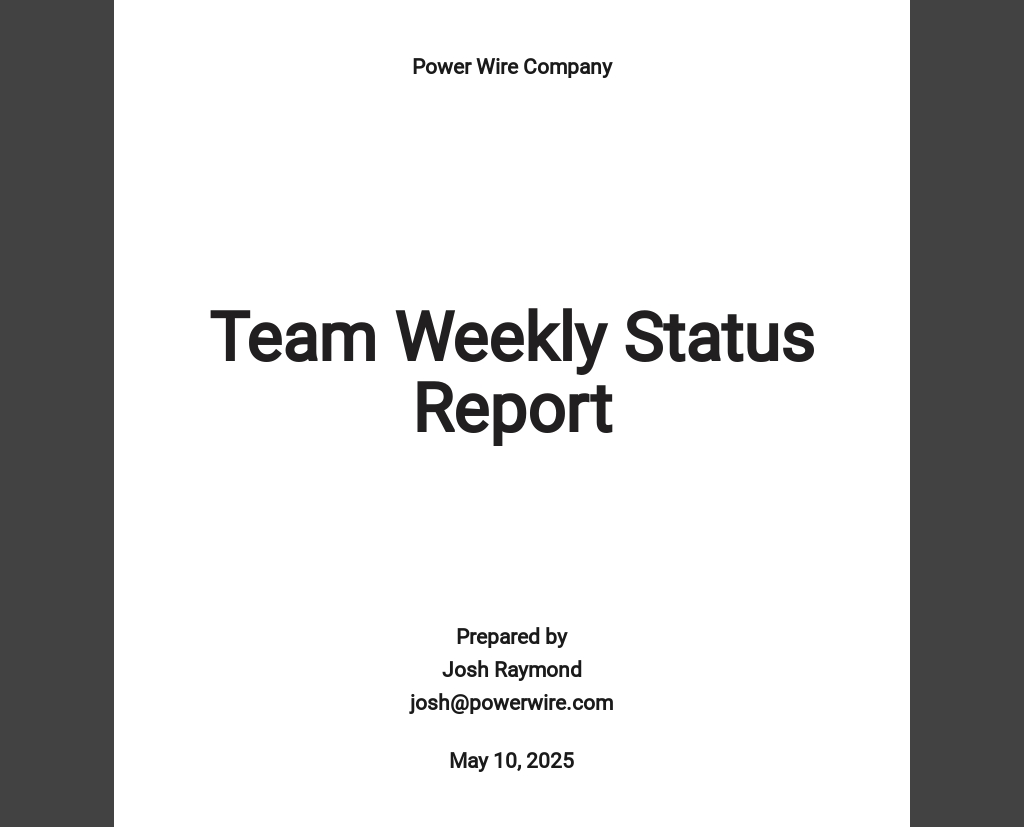 FREE Generic Weekly Status Report Template - PDF | Word (DOC) | Apple ...