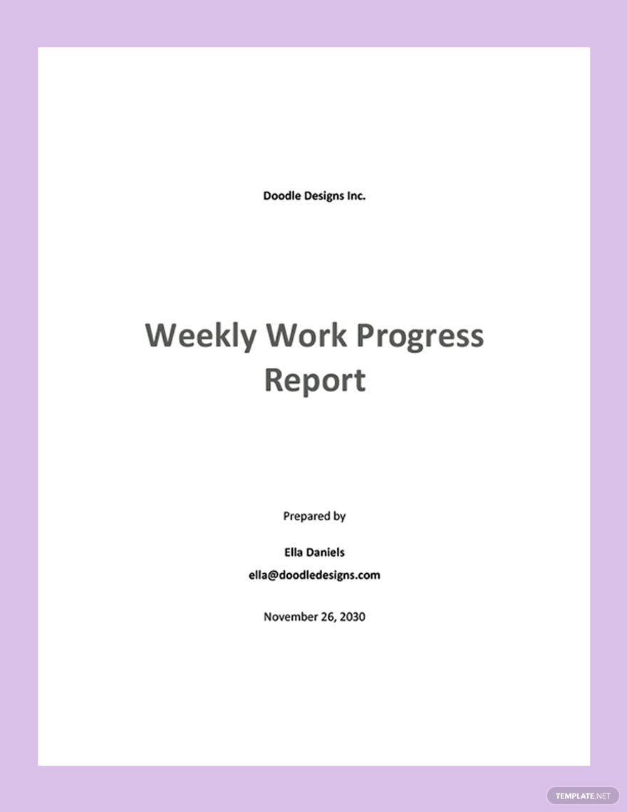 Weekly Progress Report Template Download In Word Google Docs 