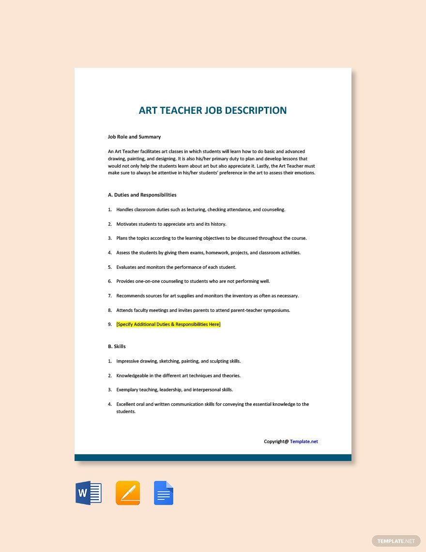 Art Teacher Job Ad Description Template Google Docs Word Apple art-teacher-job-ad-description-template-google-docs-word-apple