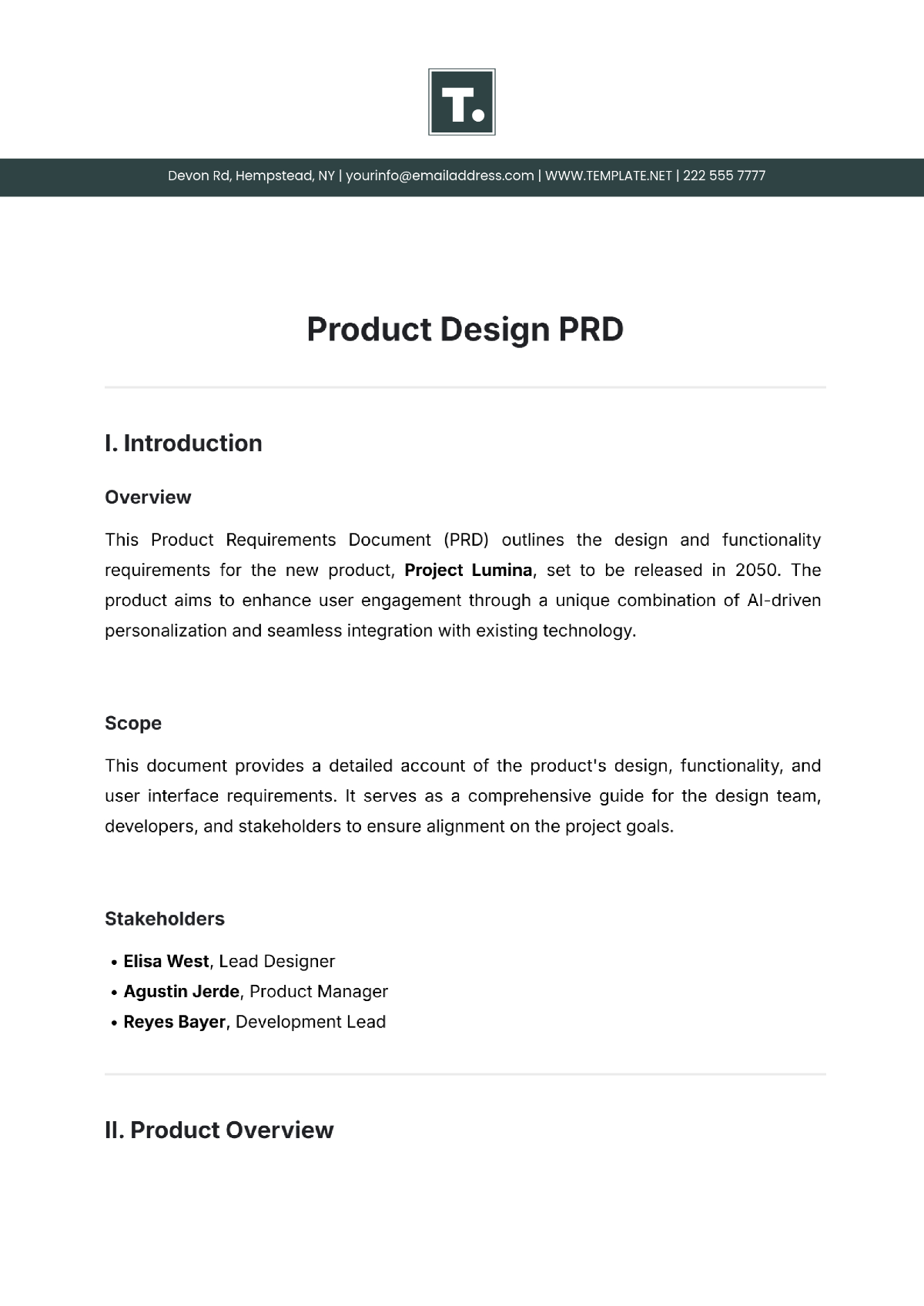 Free Product Design PRD Template To Edit Online Free Product Design PRD Template To Edit Online