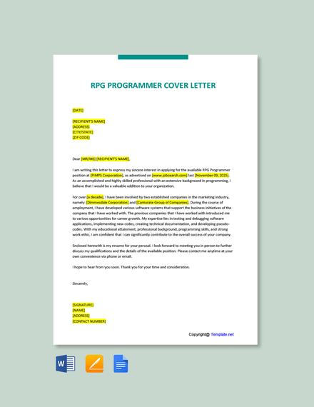Free SAS Programmer Cover Letter Template - Google Docs, Word ...