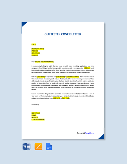 QA Software Tester Cover Letter Template - Google Docs, Word | Template.net