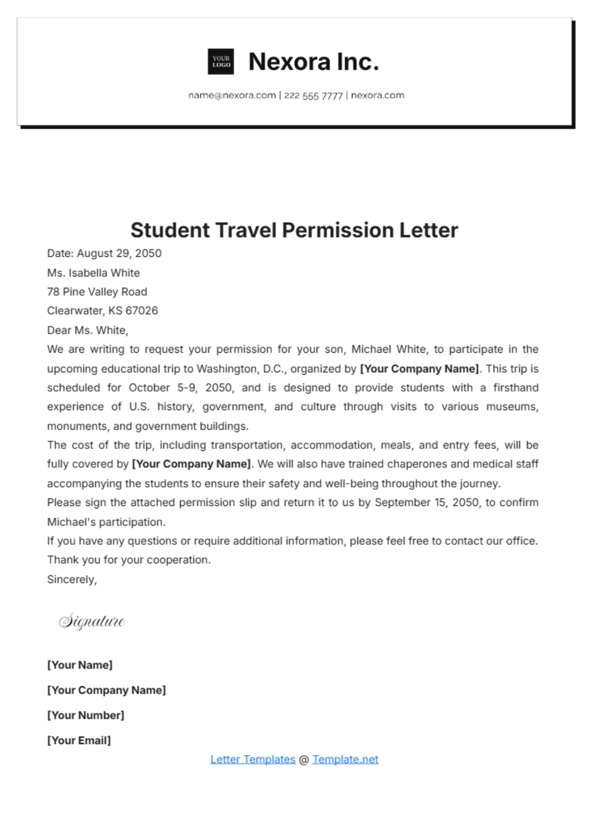 FREE Travel Letter Templates & Examples - Edit Online & Download ...
