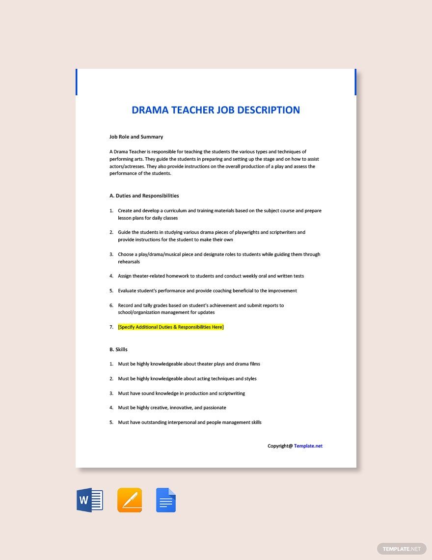 12+ Teacher Job Descriptions - Free Sample, Example, Format