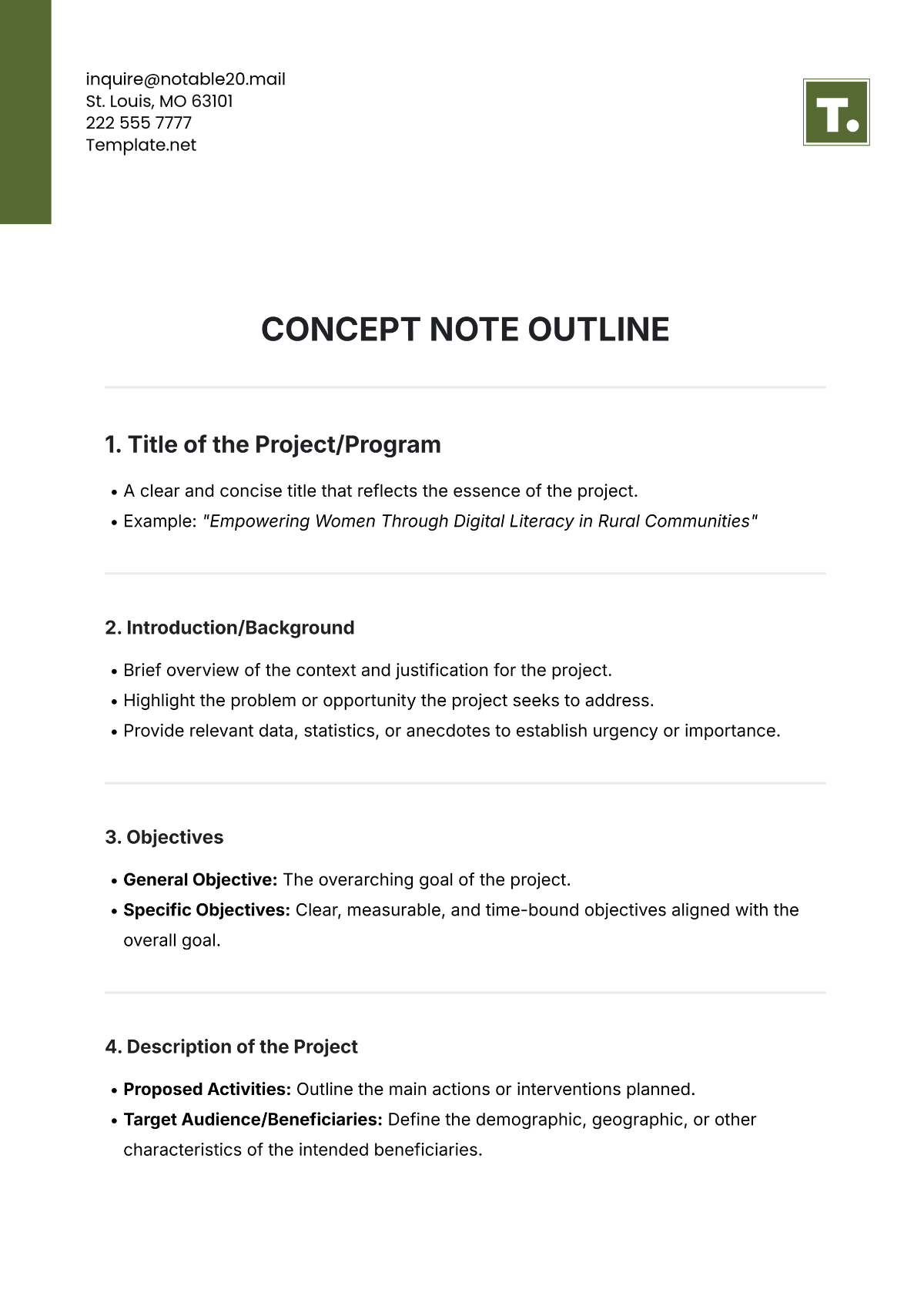 Free Concept Note Templates Editable And Printable