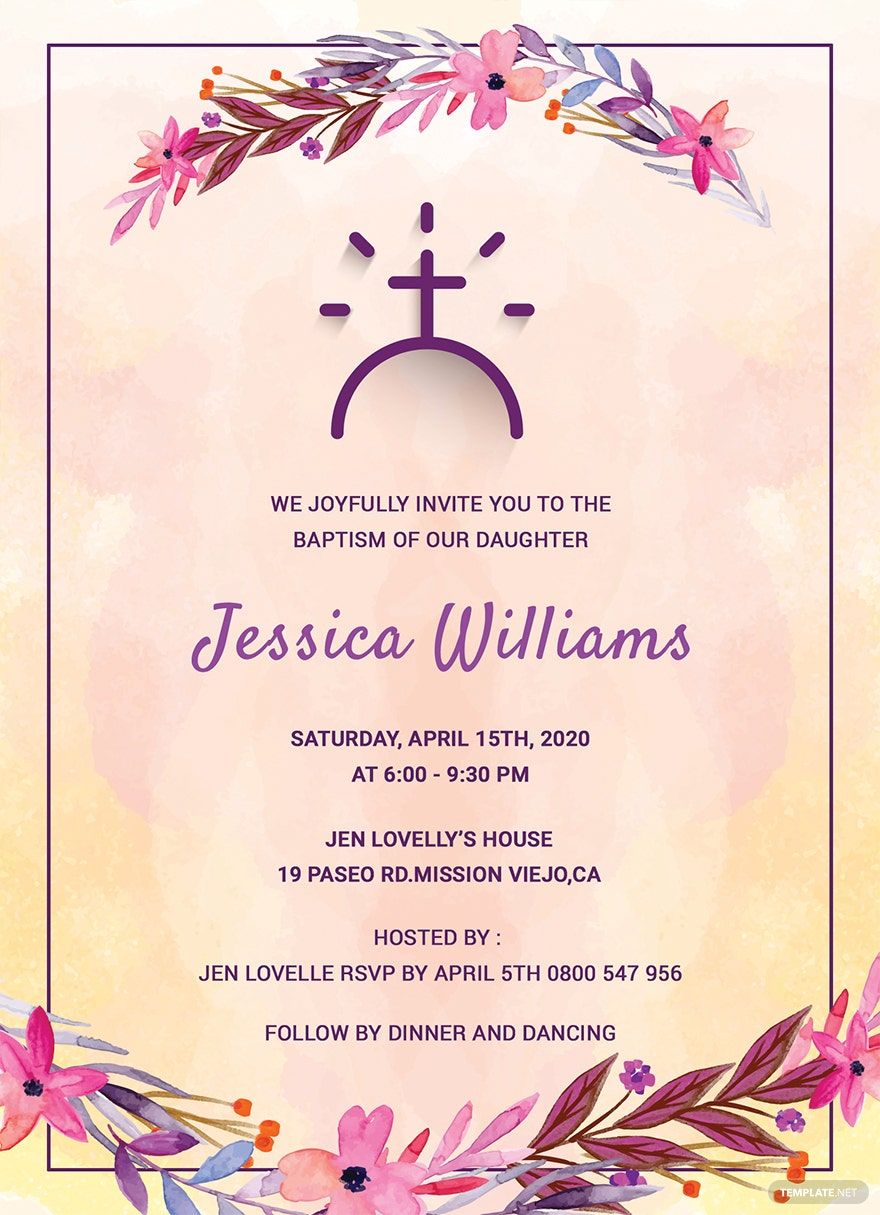 Christening Baptism Invitation Template Download In Word PSD 