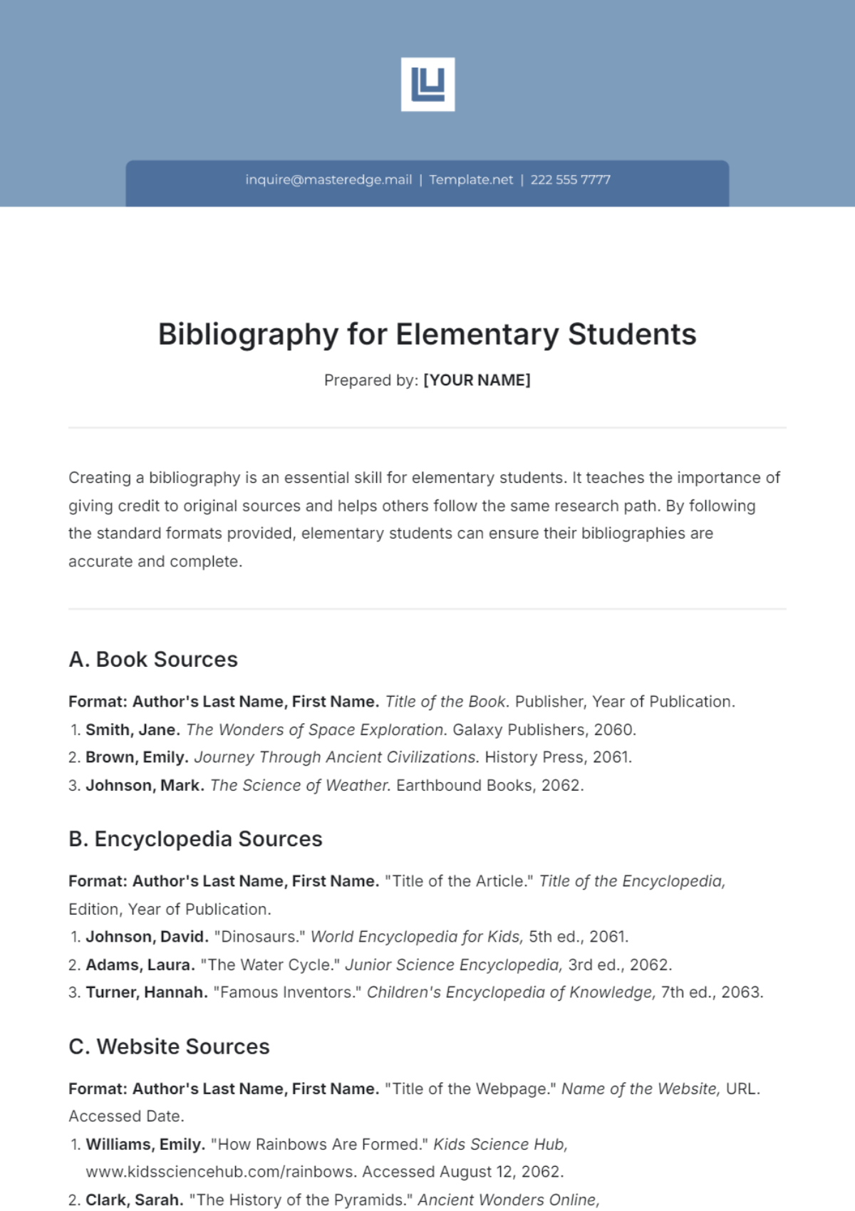Free Bibliography Templates To Edit Online Print