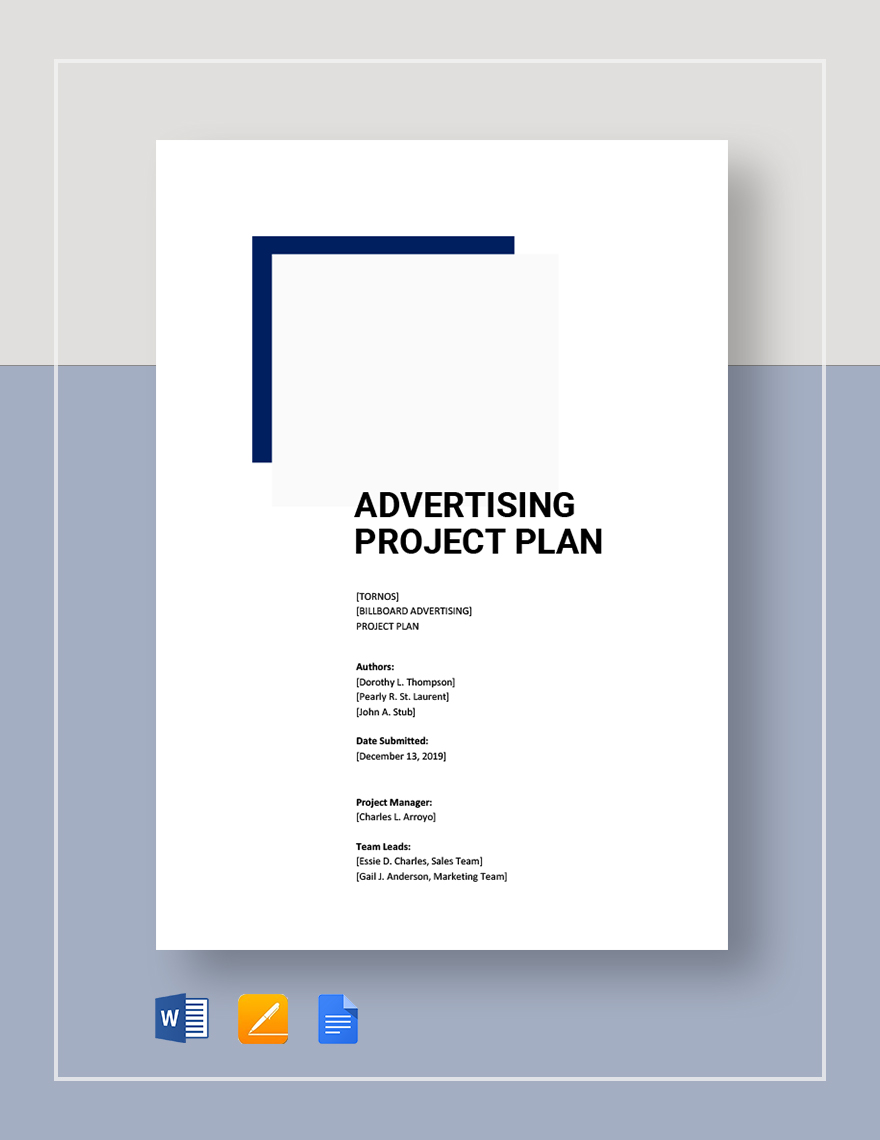 Advertising Project Plan Template - Google Docs, Word, Apple Pages ...