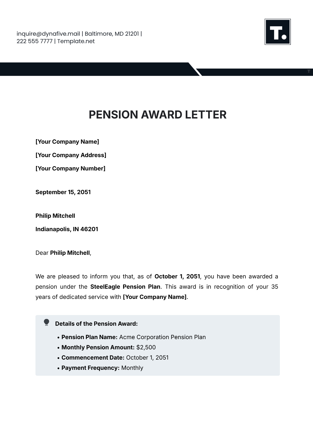 Free Award Letter Templates Editable And Printable