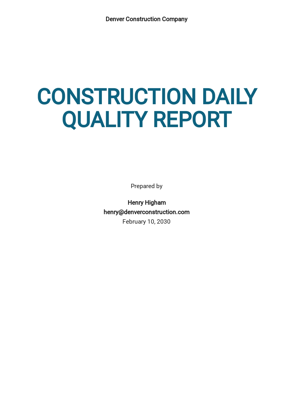 Construction Daily Inspection Report Template - Google Docs, Word ...