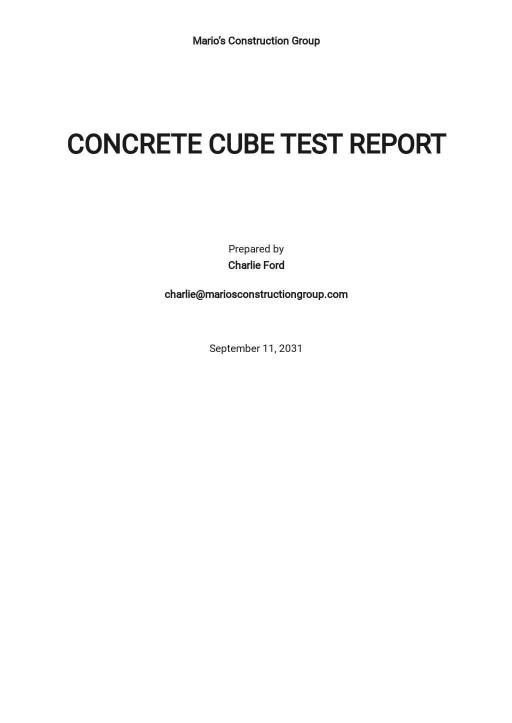 Concrete Cube Test Report Template