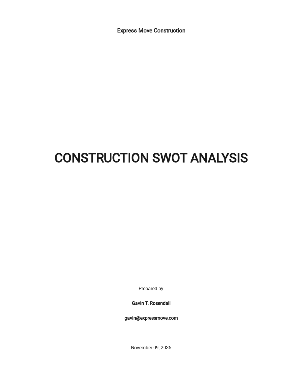 Free Simple Construction Swot Analysis Template - Google Docs, Word ...