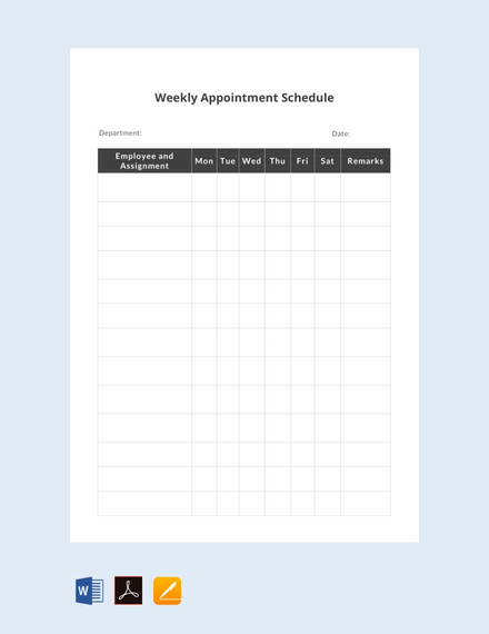 Daily Appointment Schedule Template Google Docs Word Apple Pages 