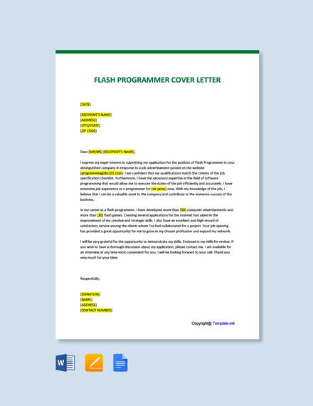 FREE Flash Game Developer Cover Letter Template in Google Docs, Word ...