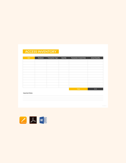 Free Access Inventory Template