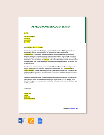 Free CNC Programmer Cover Letter Template - Google Docs, Word ...