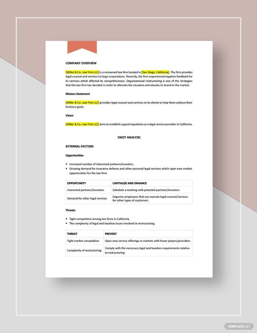 Law firm swot analysis template - Google Docs, Word | Template.net