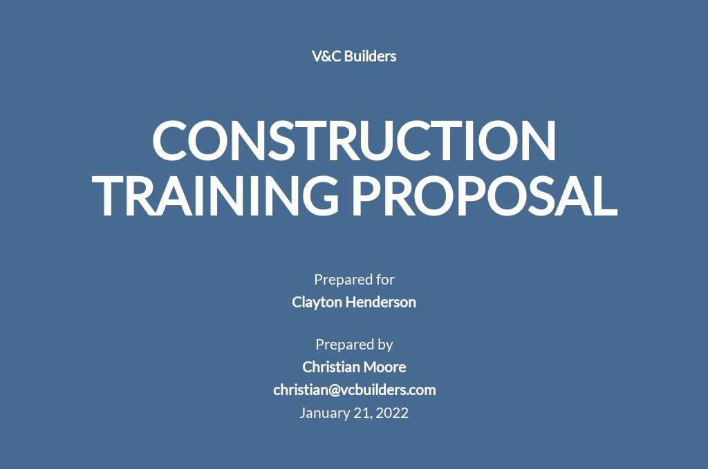 One Page Construction Training Proposal Template