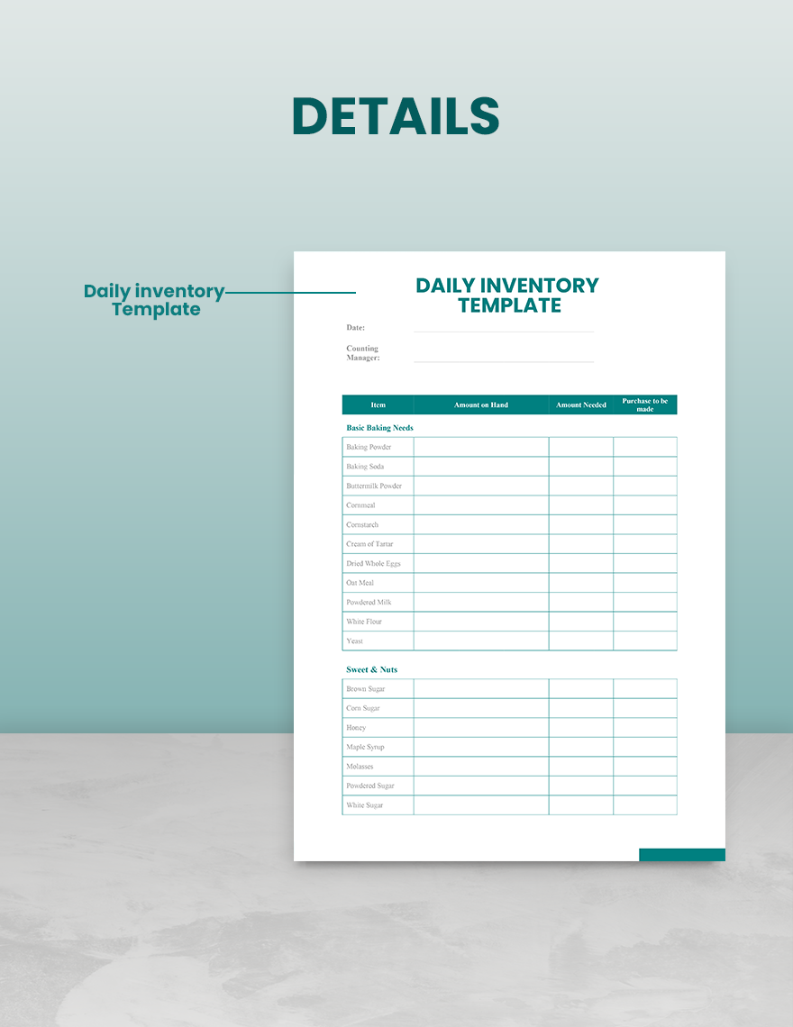 Free Daily Inventory Template - Word, Google Docs, Excel, PDF, Google ...