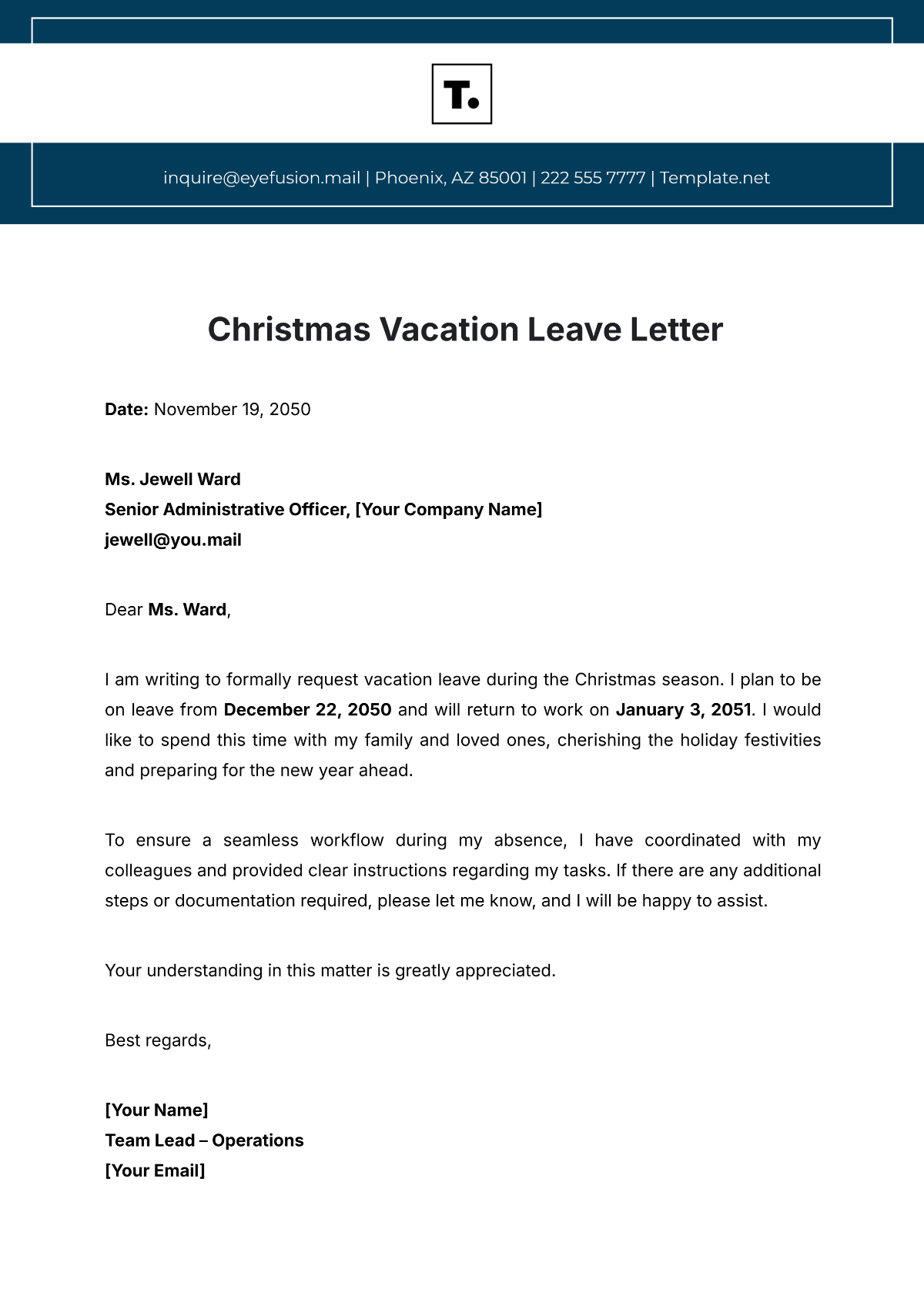 Vacation Letter