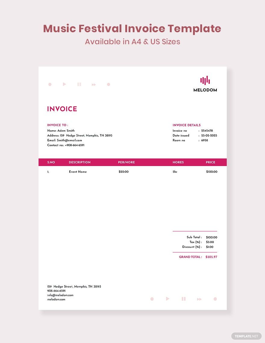 Music Festival Invoice Template Download In Word Google Docs Excel 