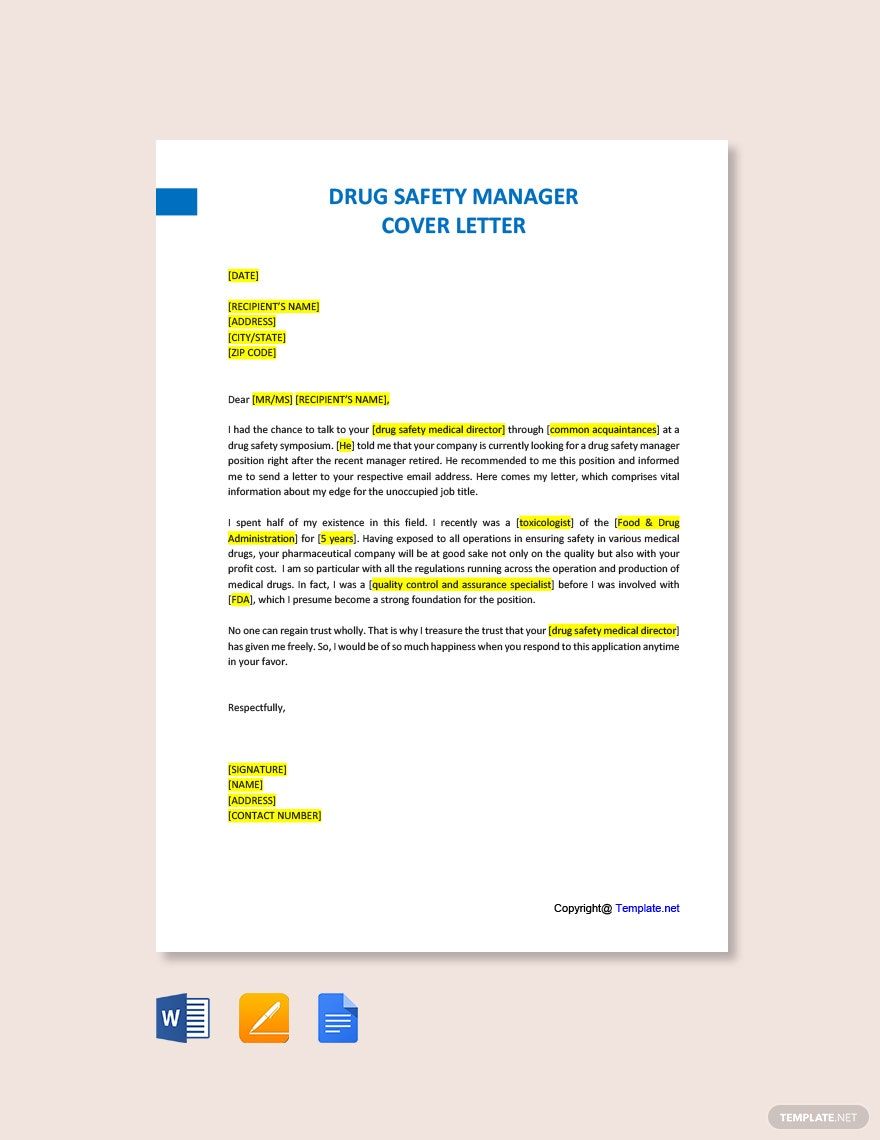 Safety Manager Cover Letter Templates Documents Design Free Download Template