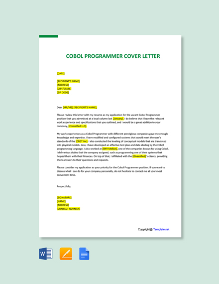 Free C++ Programmer Cover Letter Template - Google Docs, Word, Apple ...