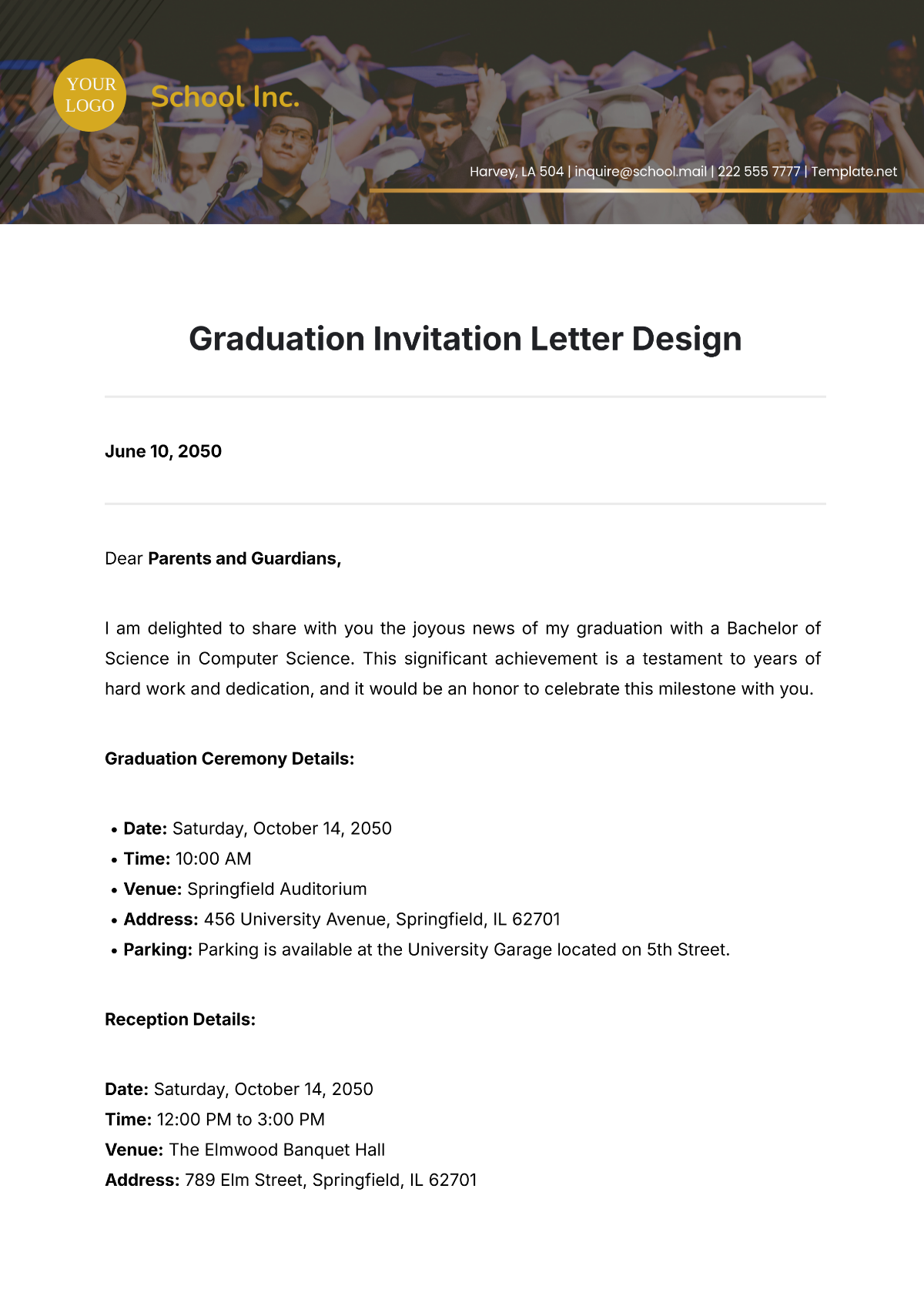 Graduation Ceremony Invitation Letter Format For Pport Infoupdate