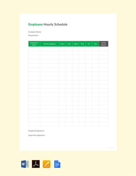 FREE Daily Hourly Schedule Example Template - PDF | Word (DOC) | Apple ...