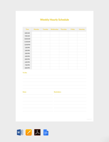 FREE Daily Hourly Schedule Example Template - PDF | Word (DOC) | Apple ...