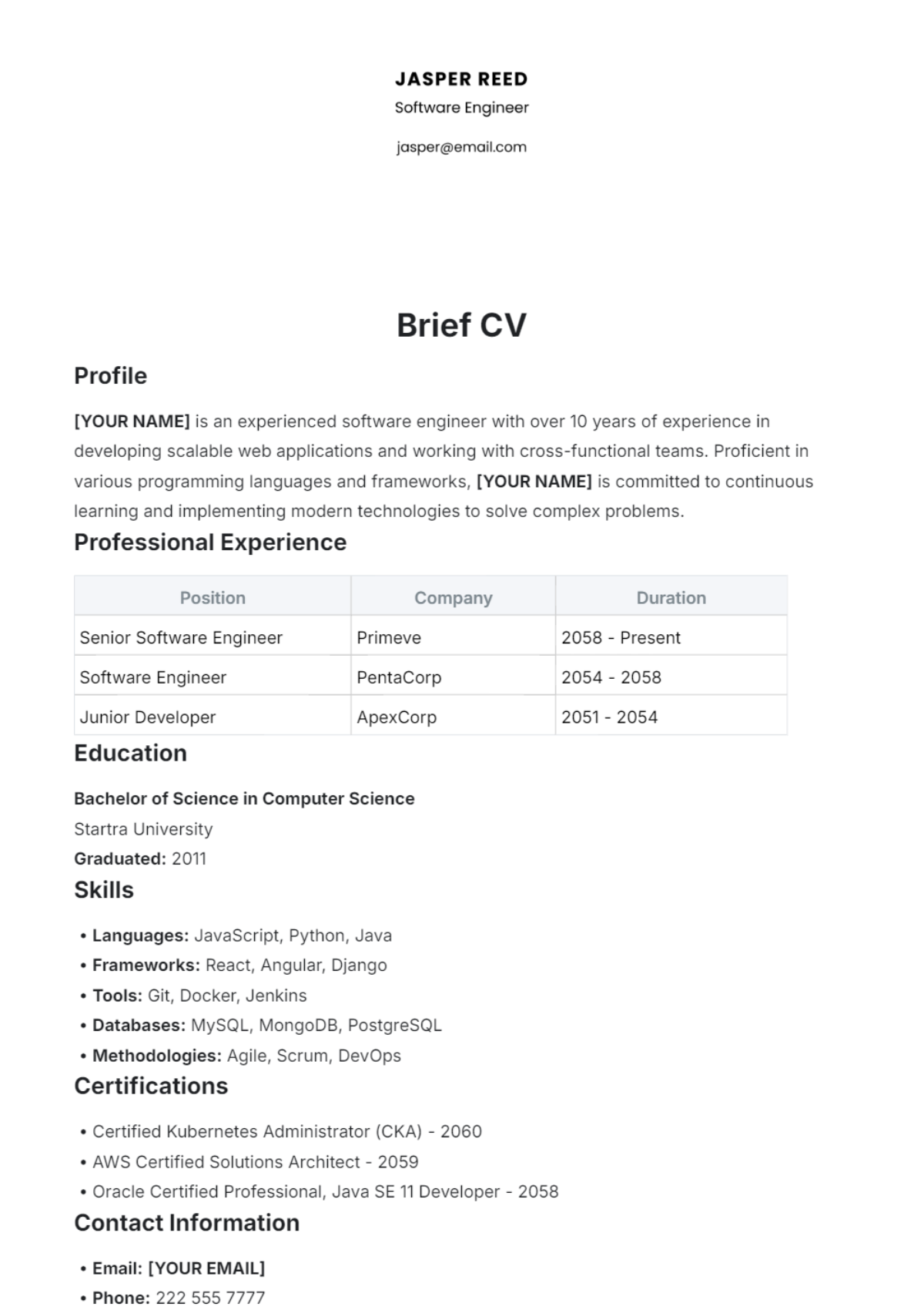 Free Student CV Templates To Edit Online And Download