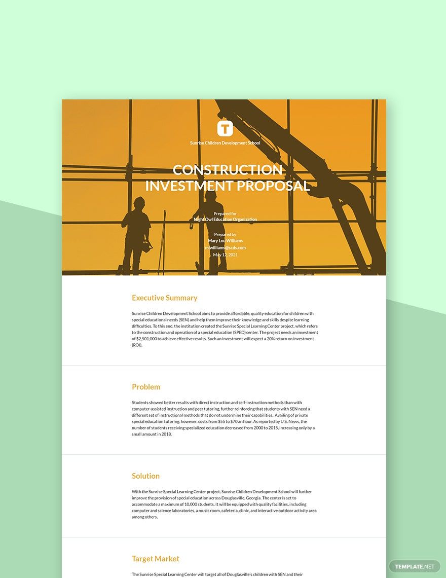 Construction Project Proposal Template - Google Docs, Word, Apple Pages ...