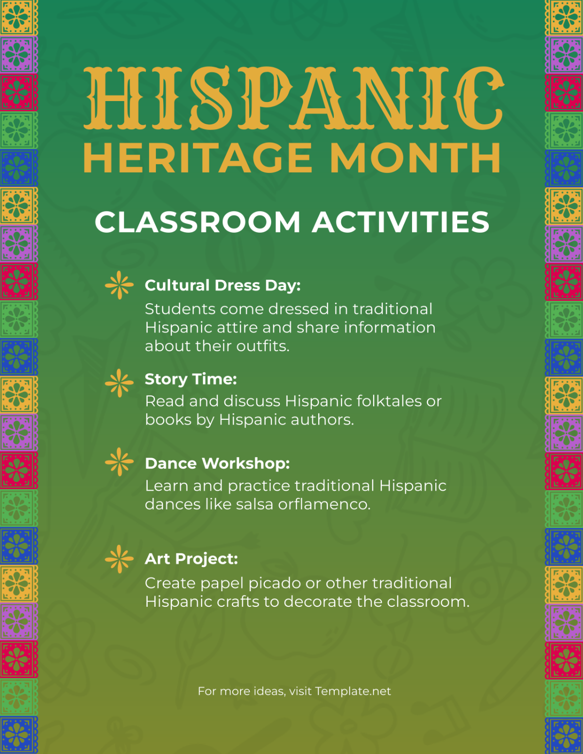 Free Hispanic Heritage Month Classroom Activities Template To Edit Online