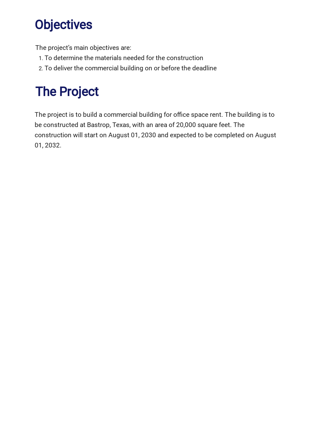 Basic Construction Plan Template [Free PDF] - Word (DOC) | Apple (MAC ...