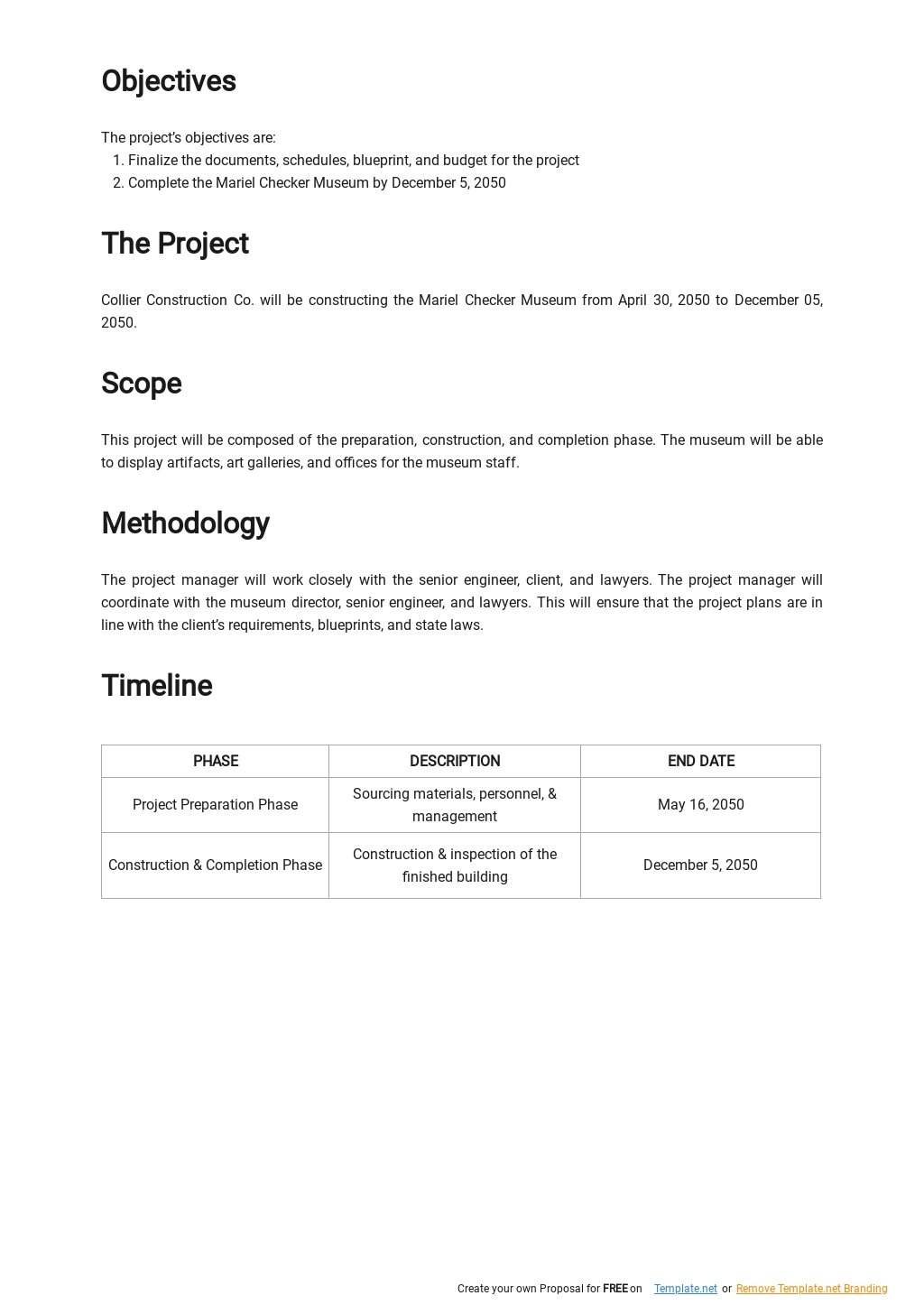 Sample Construction Plan Template - Google Docs, Word, Apple Pages, PDF ...