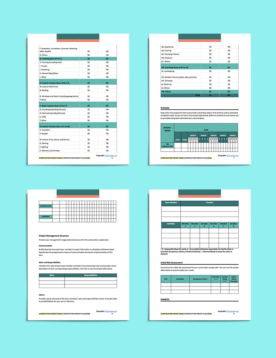 Sample Construction Plan Template - Google Docs, Word, Apple Pages, PDF ...