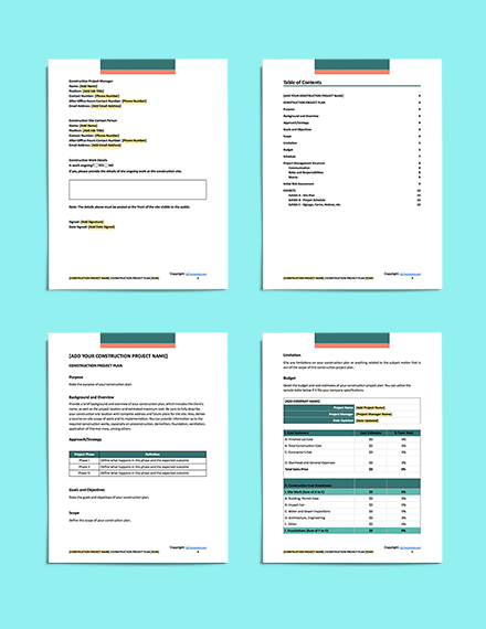 Sample Construction Plan Template - Google Docs, Word, Apple Pages, PDF ...