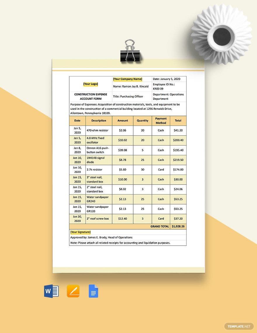 Free Simple Construction Form Template - Google Docs, Word, Apple Pages ...