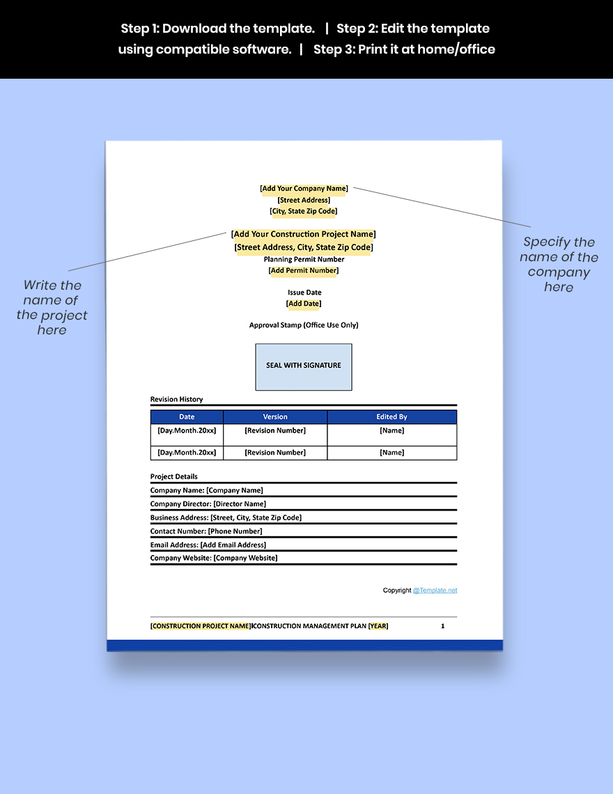 Basic Construction Management Template - Google Docs, Word, Apple Pages ...
