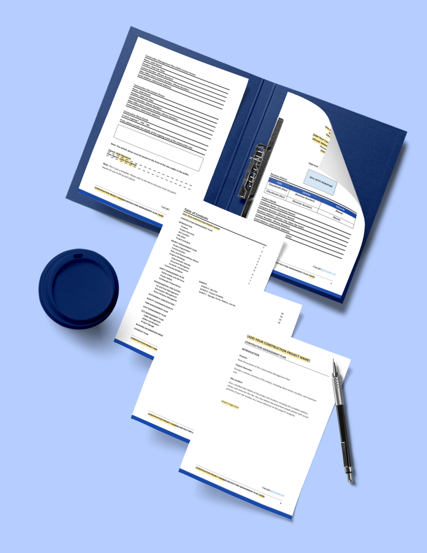 Basic Construction Management Template - Google Docs, Word, Apple Pages ...