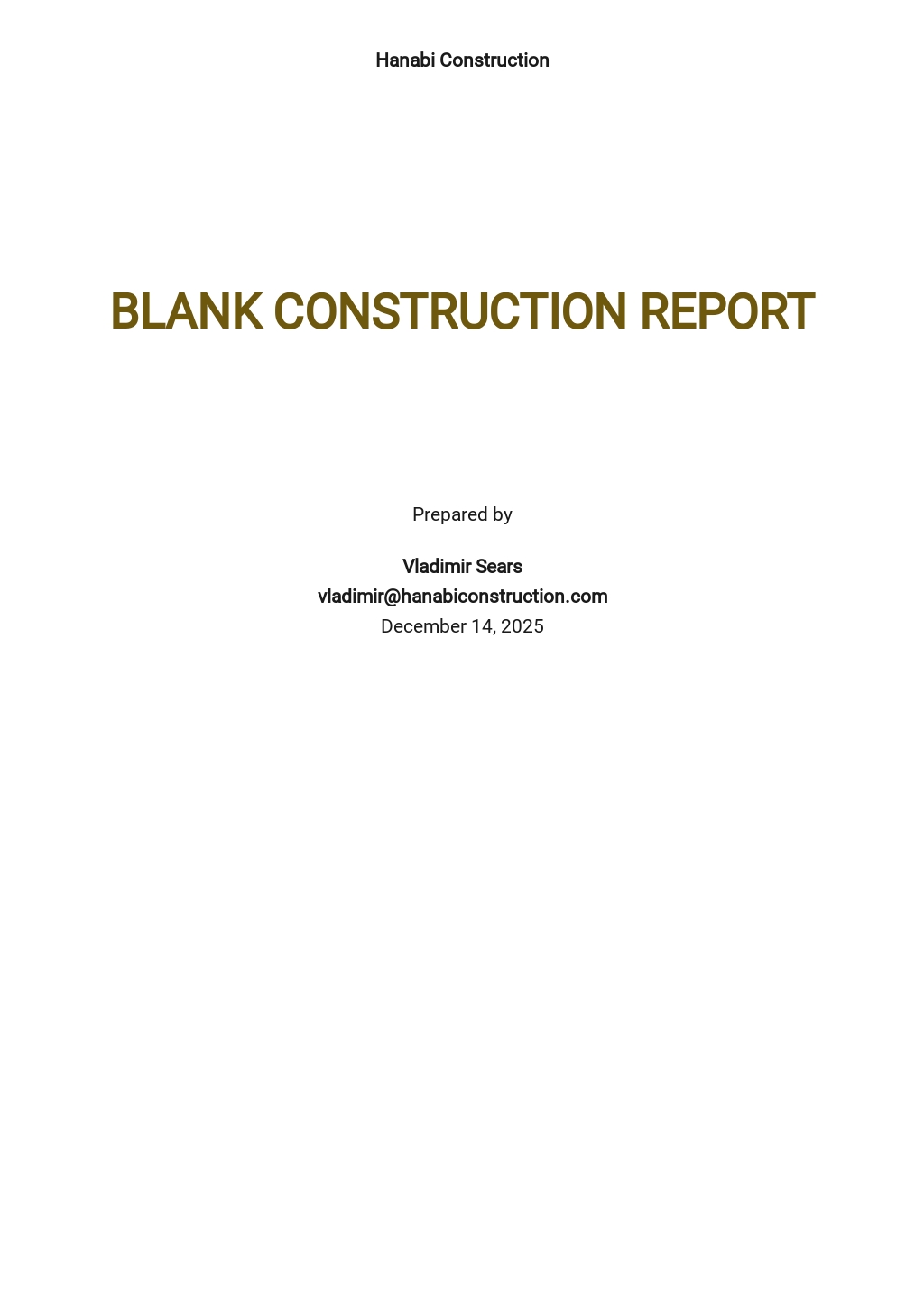 Free Blank Construction Report Template