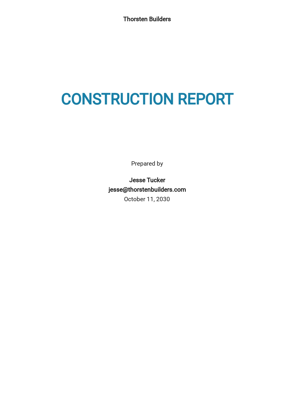 Sample Construction Report Template