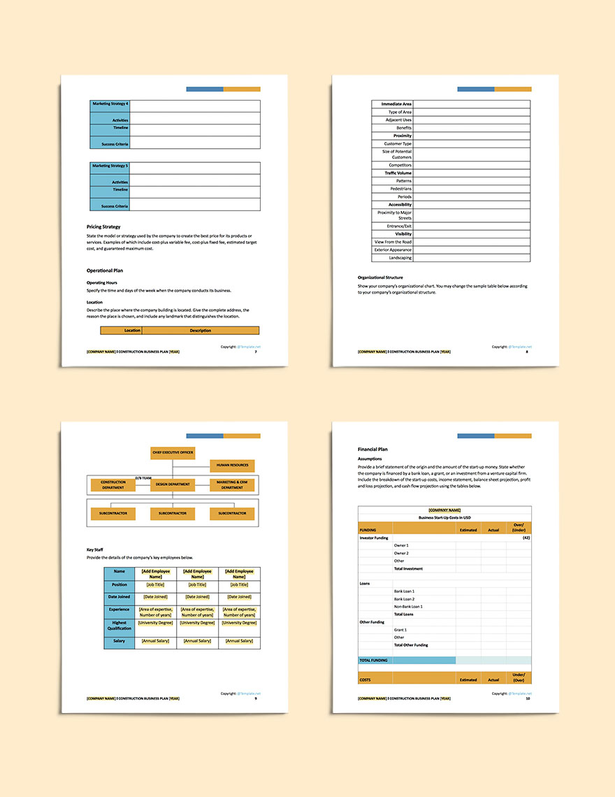 General Construction Business Plan Template - Google Docs, Word, Apple ...