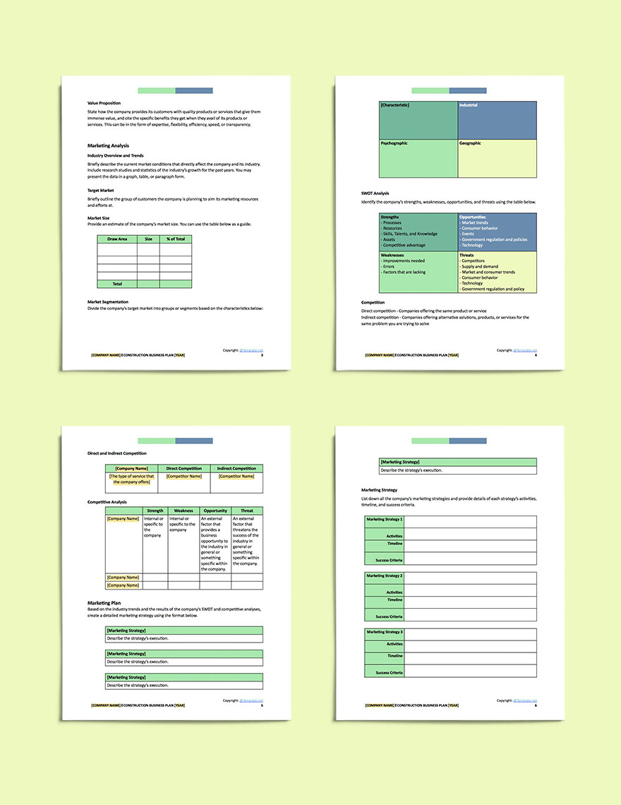 Sample Construction Business Plan Template - Google Docs, Word, Apple ...