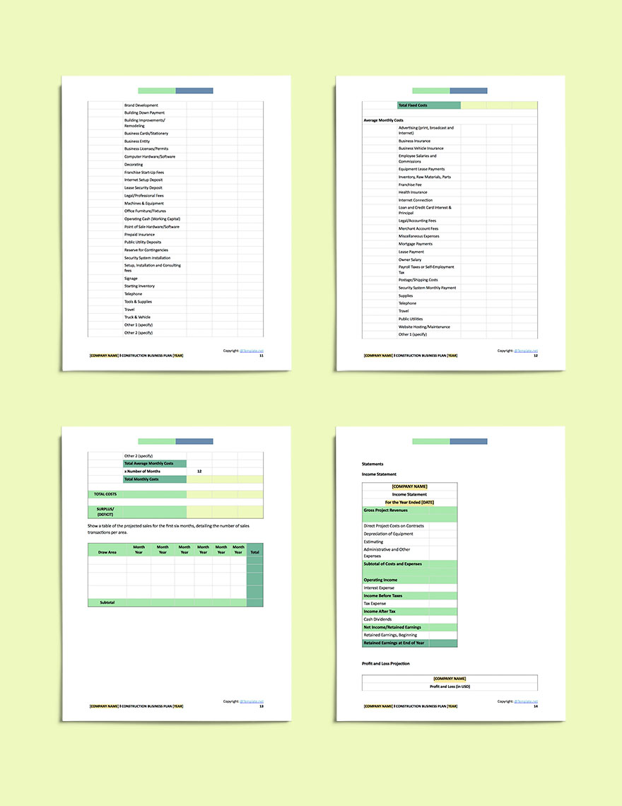 Sample Construction Business Plan Template - Google Docs, Word, Apple ...