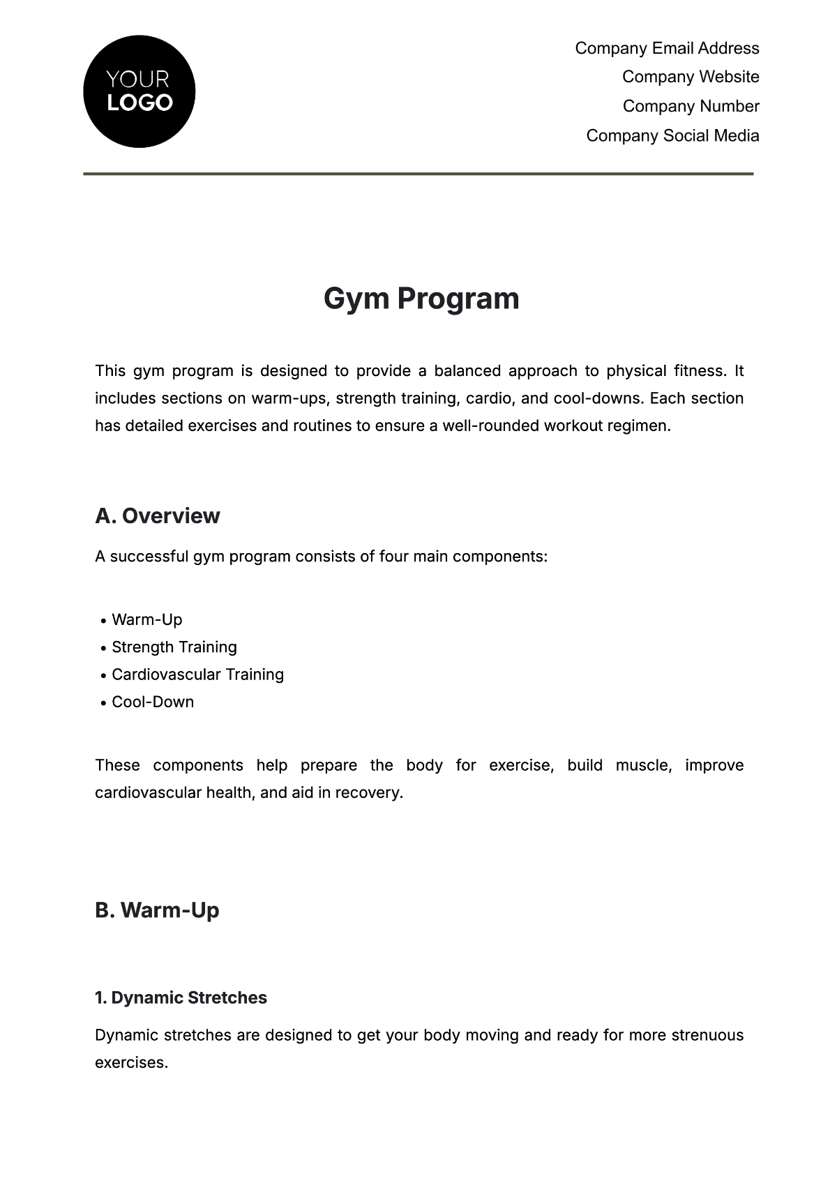 Free Workout Program Templates Editable And Printable Free Workout Program Templates Editable And Printable