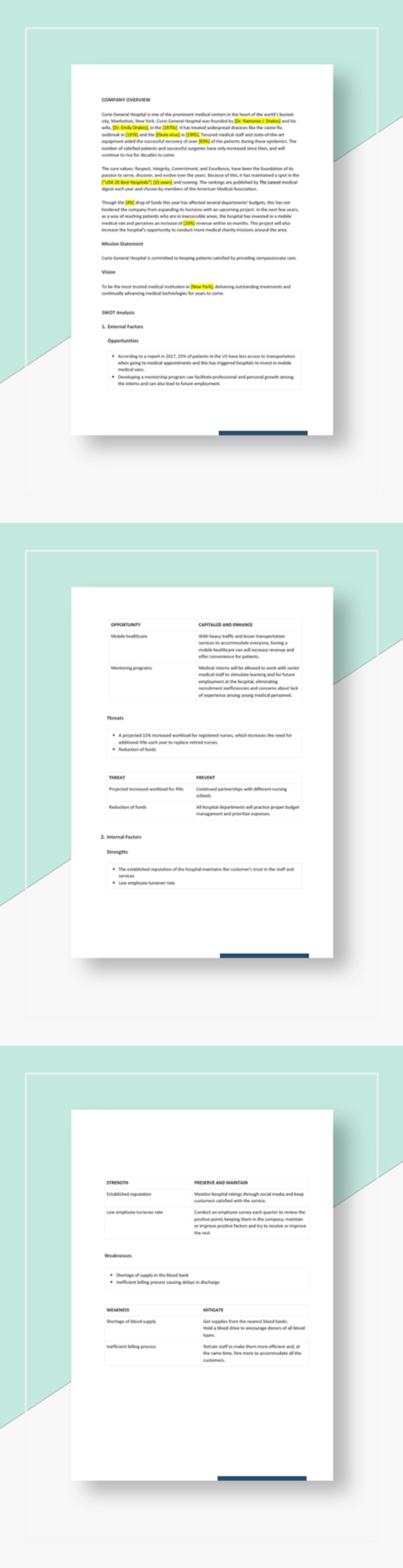 Hospital Department SWOT Analysis Template - Google Docs, Word, Apple ...