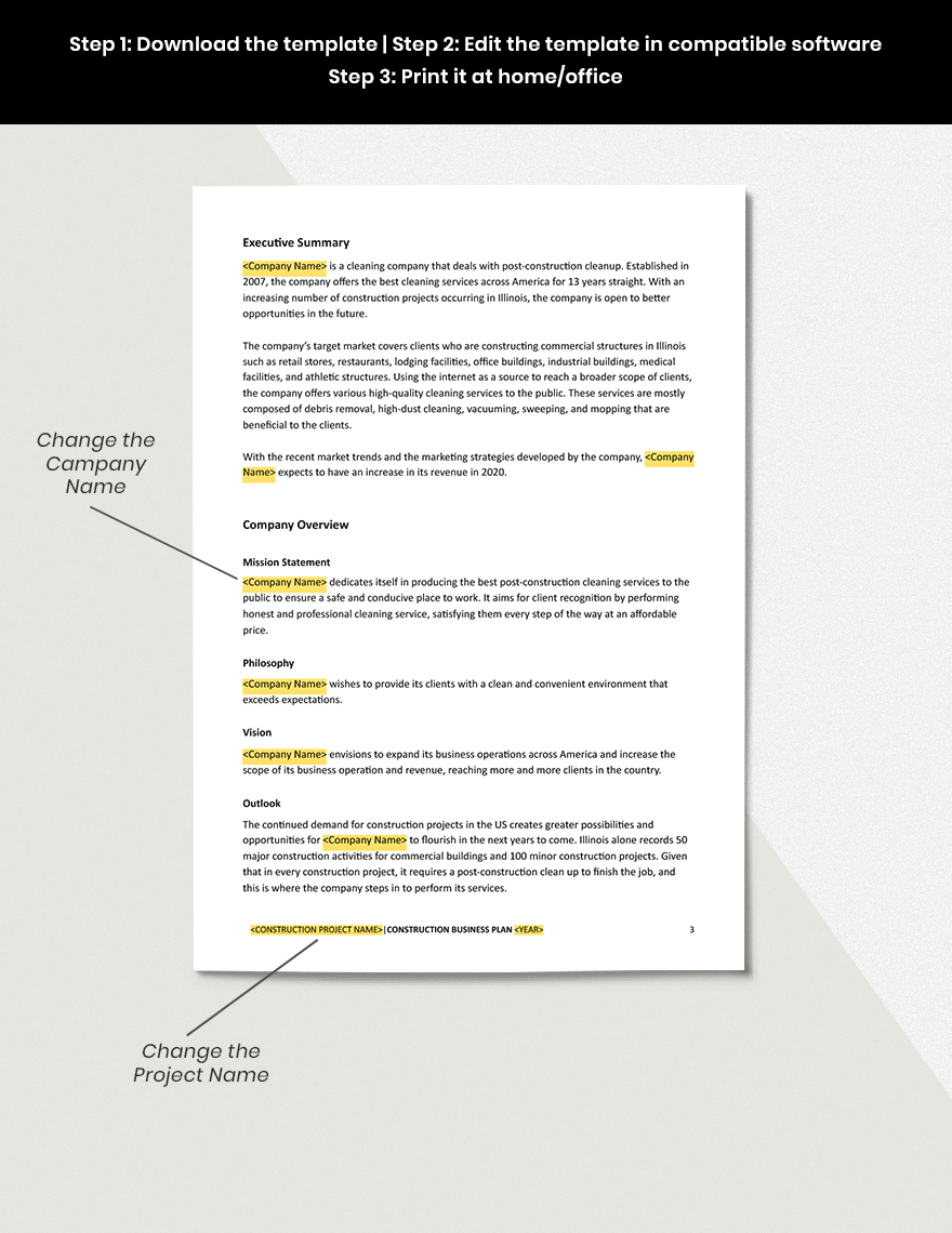 Post Construction Cleaning Business Plan Template In Word Pages