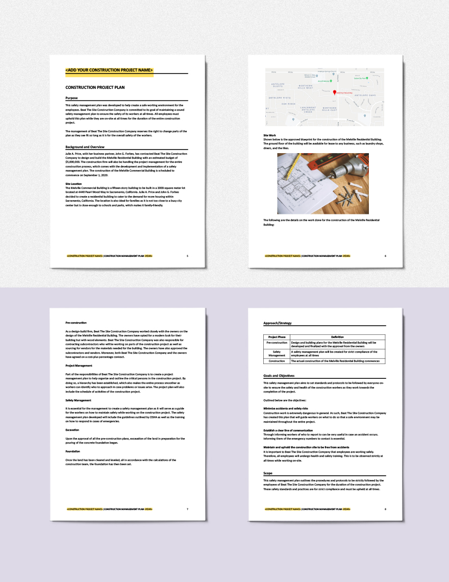Construction Project Safety Management Plan Template - Google Docs ...